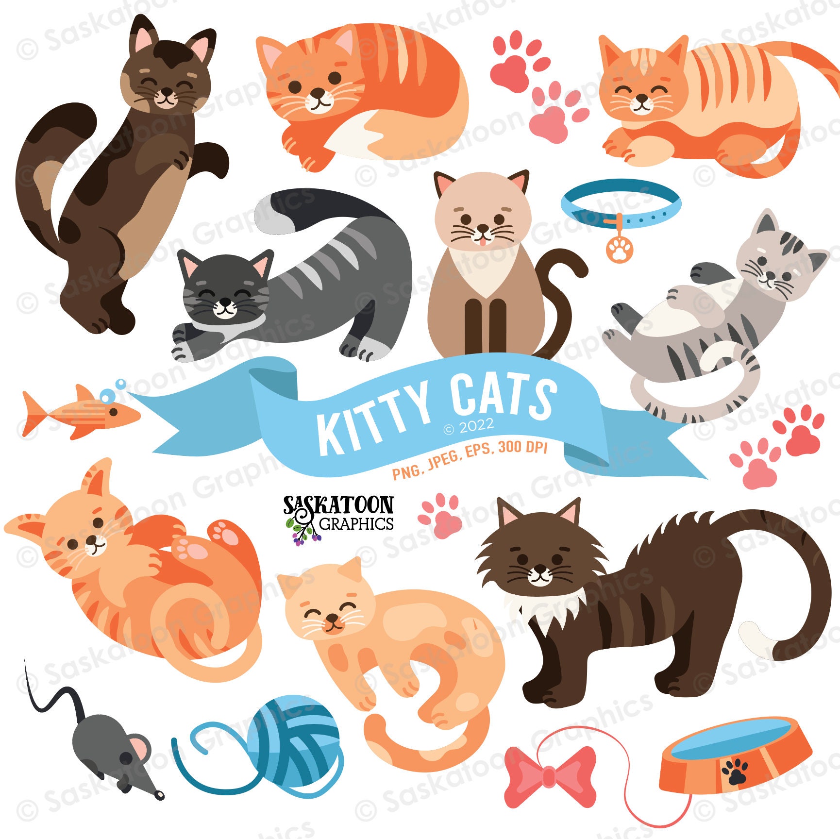 Kitty Cat Clip Art - Pets Animals - Instant Download File - Digital ...