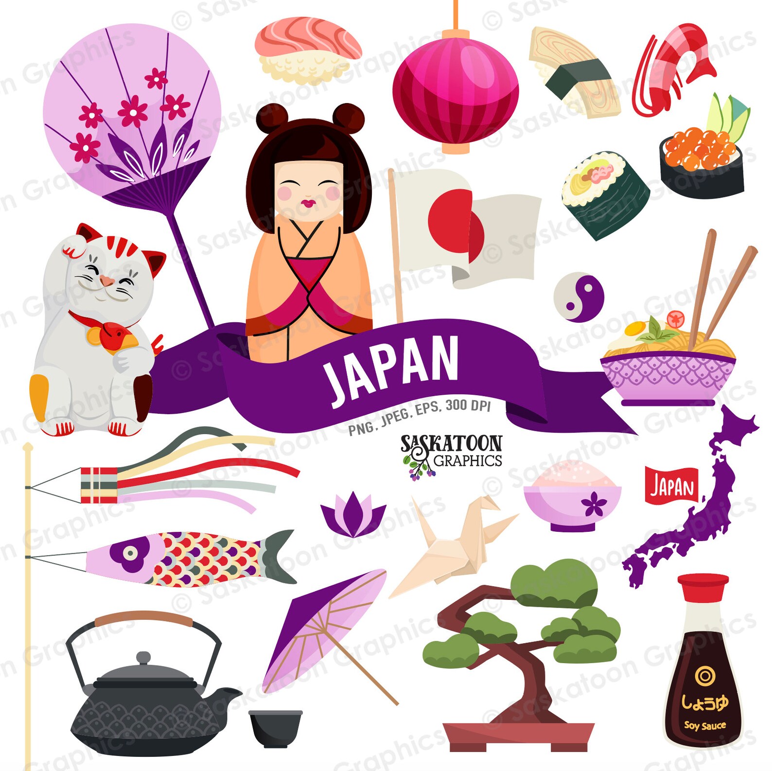 Japan Travel Clip Art Japanese Flag Asia Continent World Asian Country ...