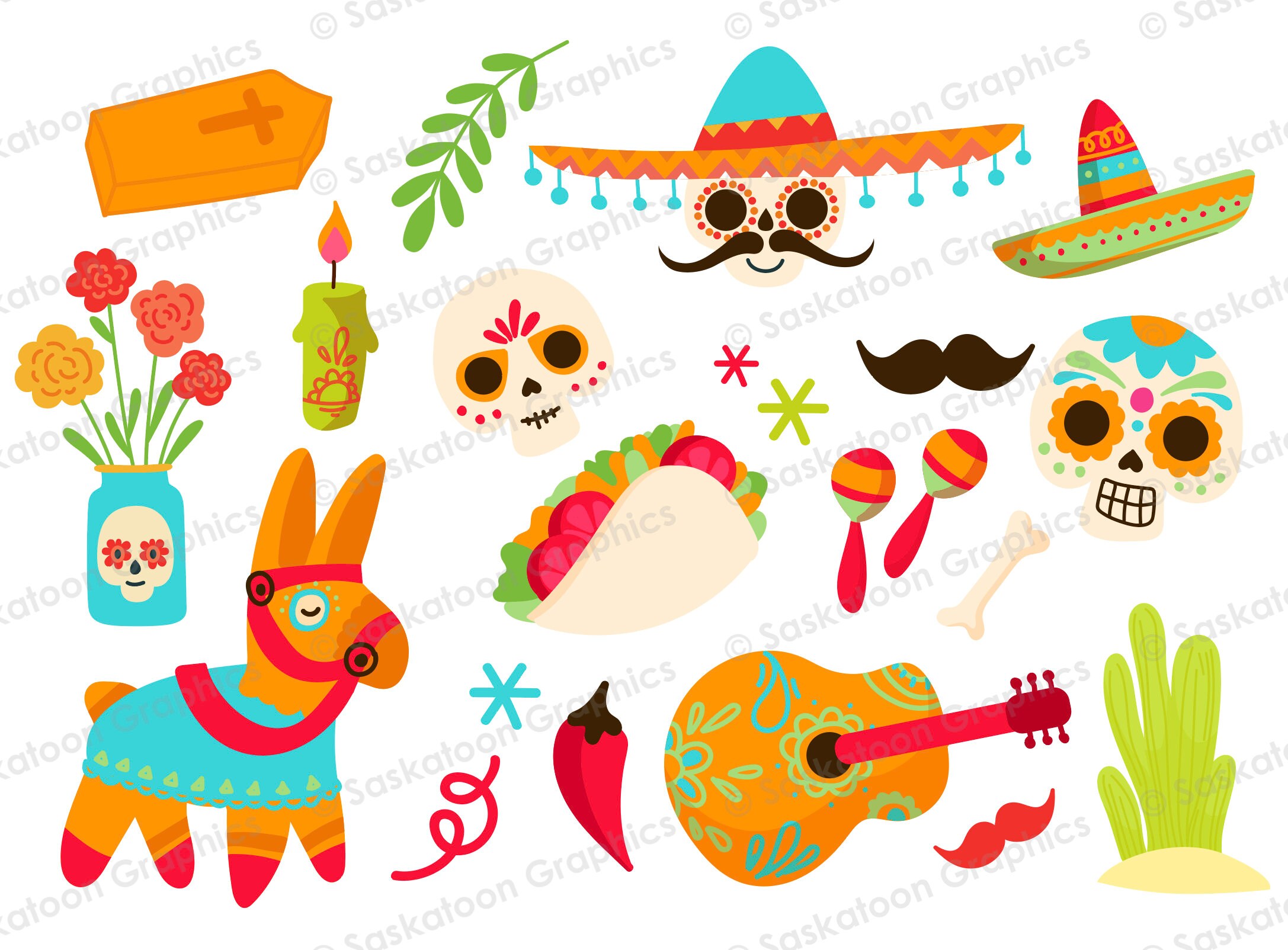 Dia De Los Muertos Clip Art - Halloween - Instant Download File ...
