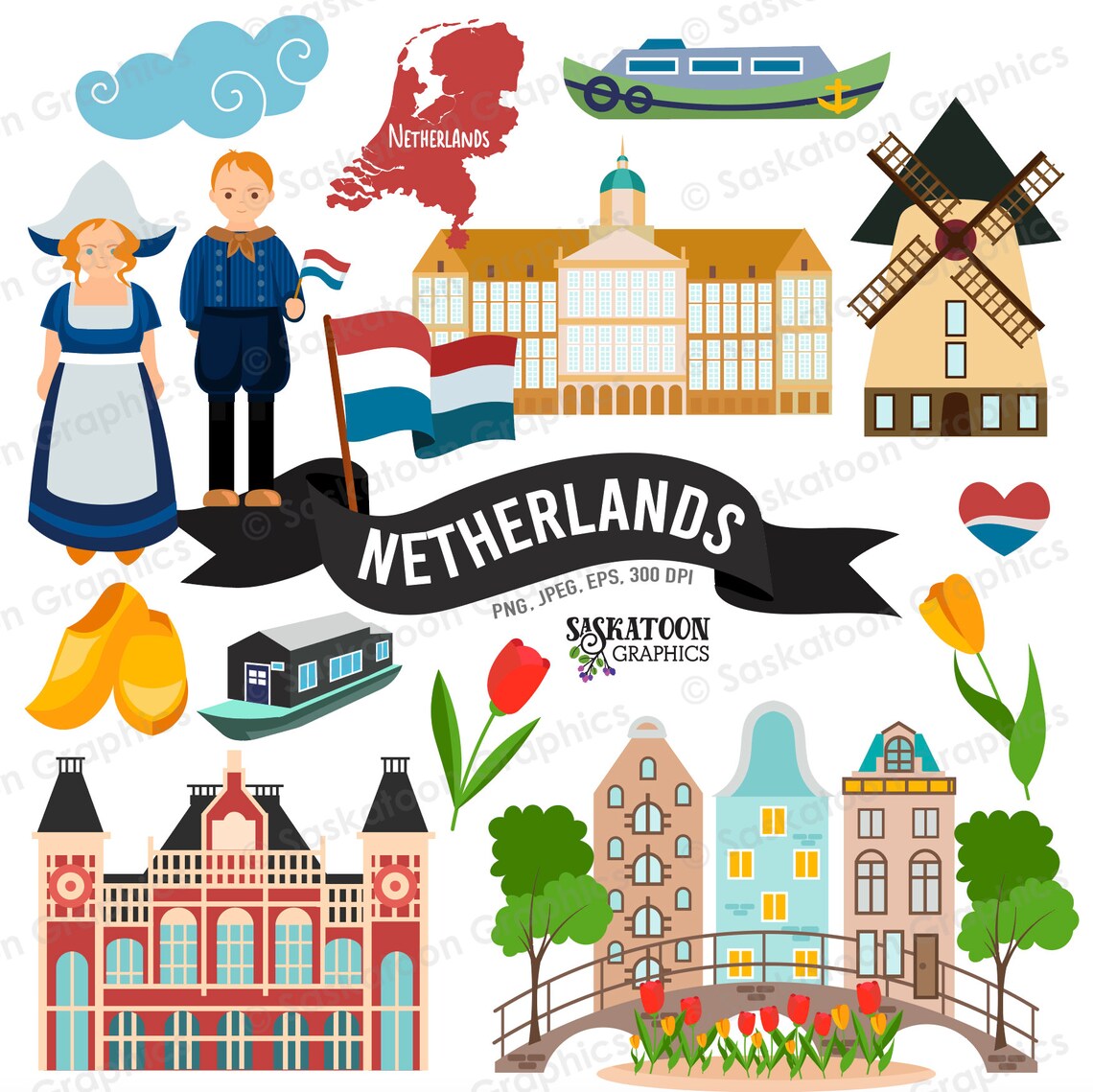 Netherlands Travel Clip Art - Dutch Flag - European Continent World ...