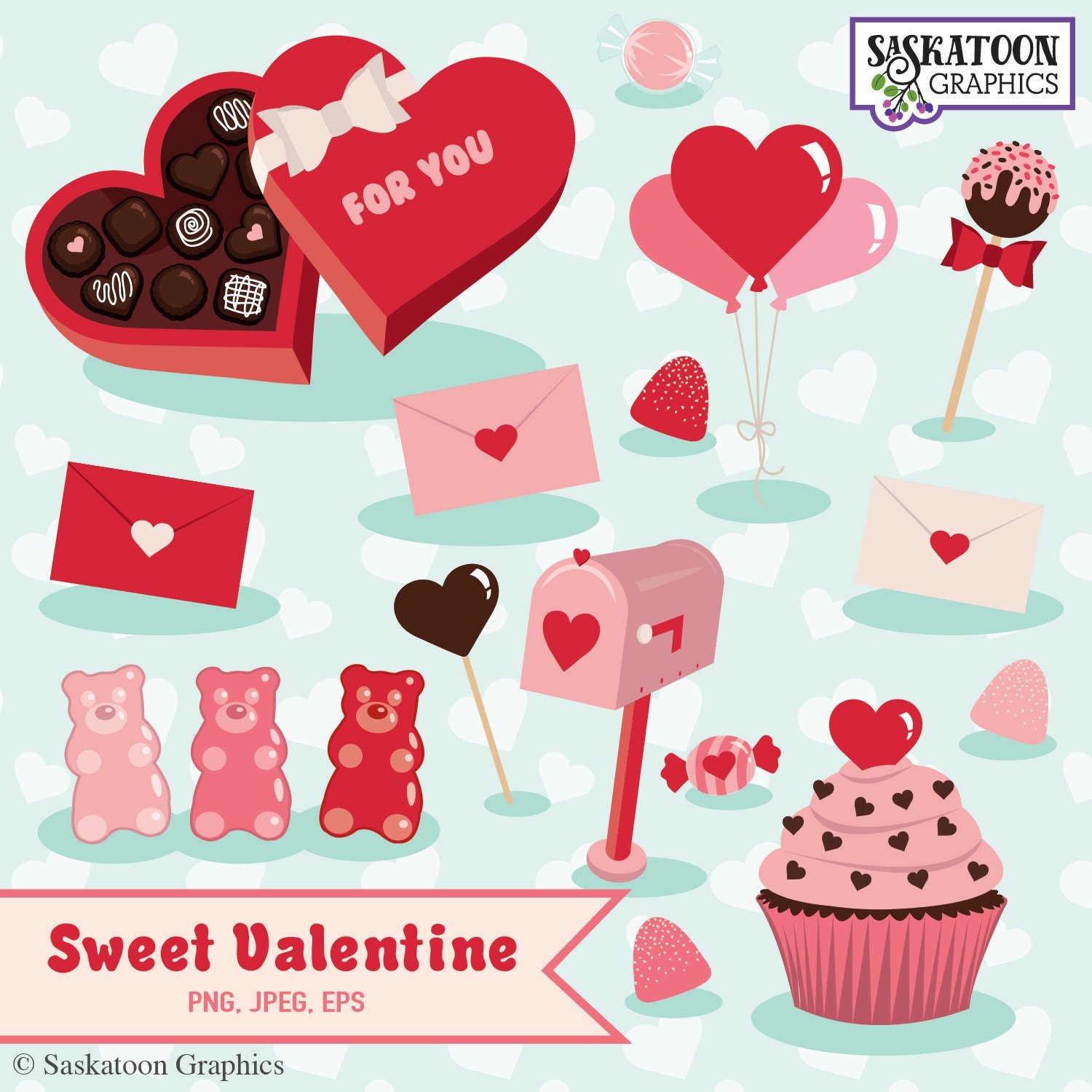 Digital Graphics Valentines Day Cupcake Clipart Commercial & Personal ...