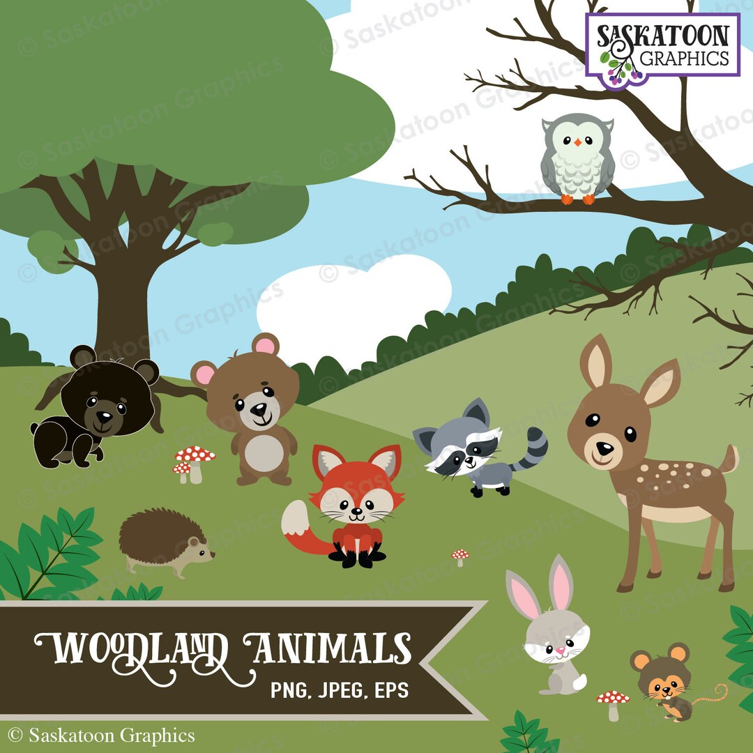 Woodland Animals Clip Art - Instant Download File - Digital Graphics ...