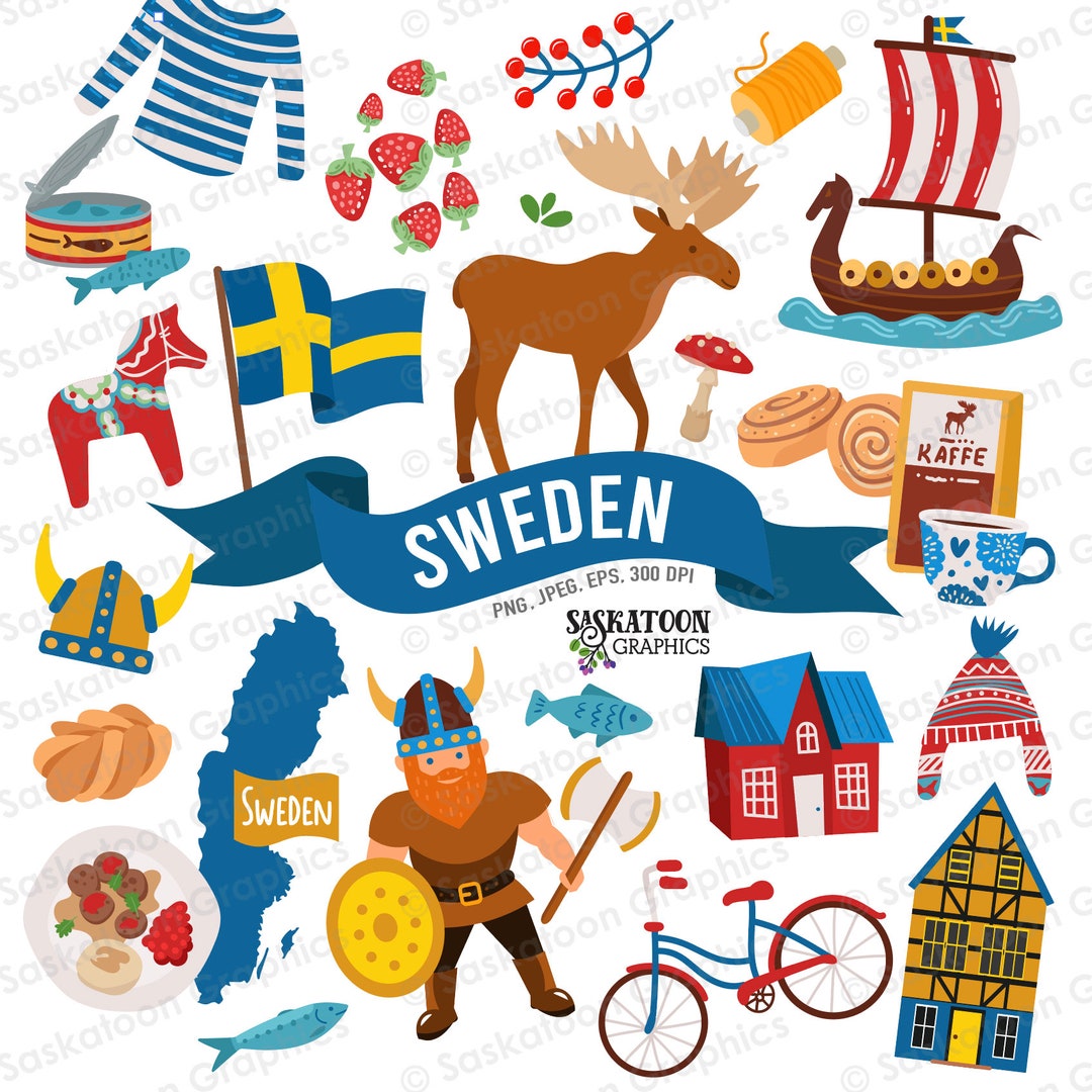 Sweden Travel Clip Art - Swedish Flag - European Continent World ...