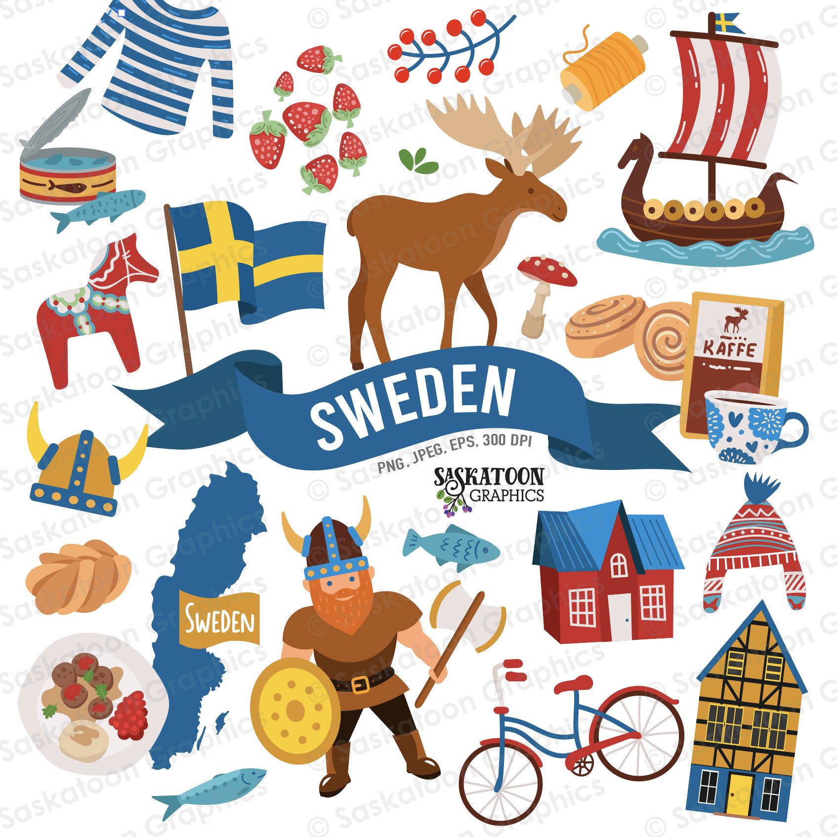Sweden Travel Clip Art - Swedish Flag - European Continent World ...