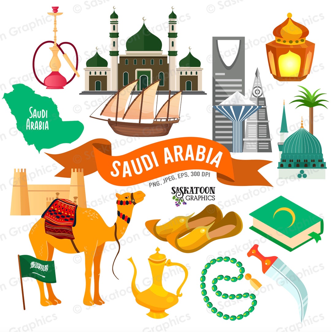Saudi Arabia Travel Clip Art - Flag - Southwest Asia Continent World ...