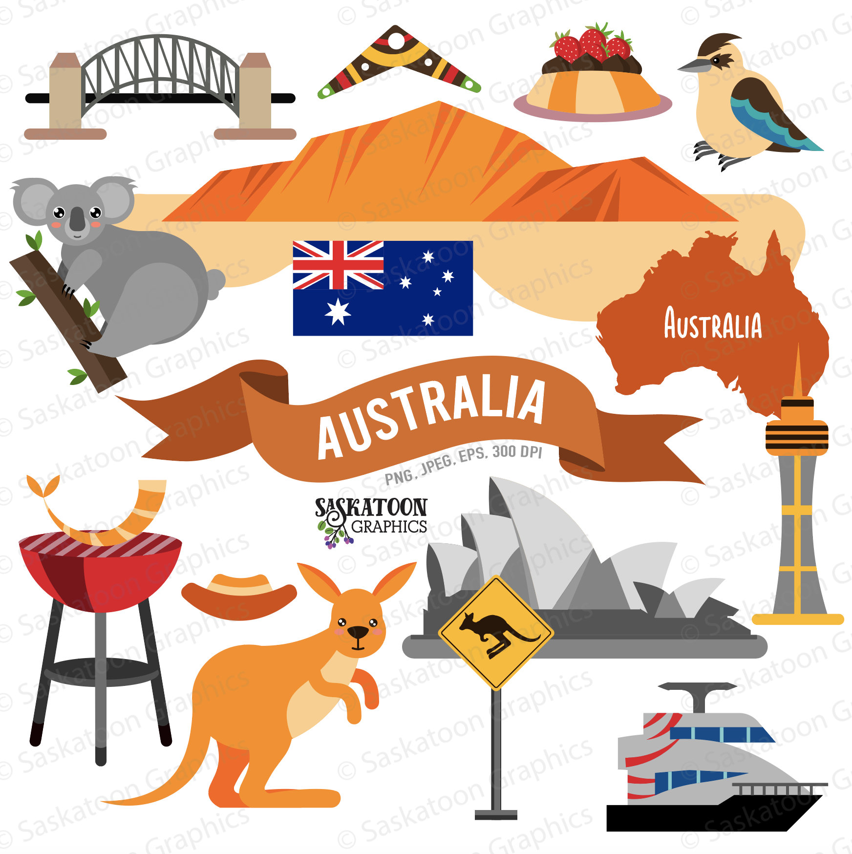 Australia Travel Clip Art - Australian Flag - Continent World - Country ...