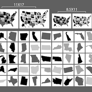 Black and White USA Map - United States of America- Instant Download ...