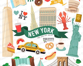 New York City Map Travel Clip Art Graphics and (Instant Download) - Etsy