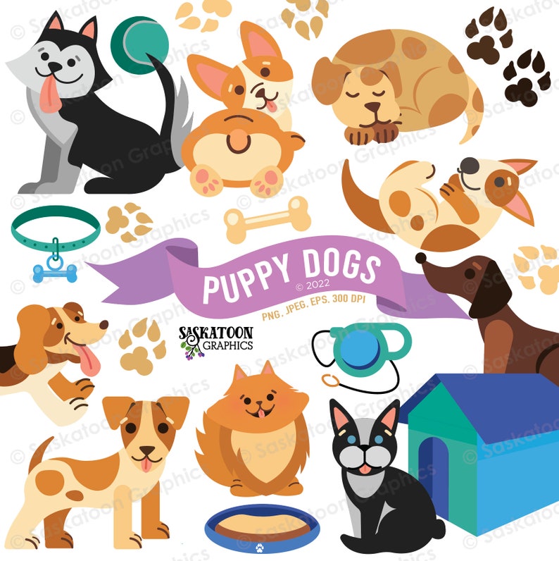Puppy Dog Clip Art Pets Animals Instant Download File Digital Graphics ...
