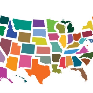 Bright Colors USA Map Clip Art United States of America Instant ...