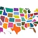 Bright Colors USA Map Clip Art - United States of America- Instant ...