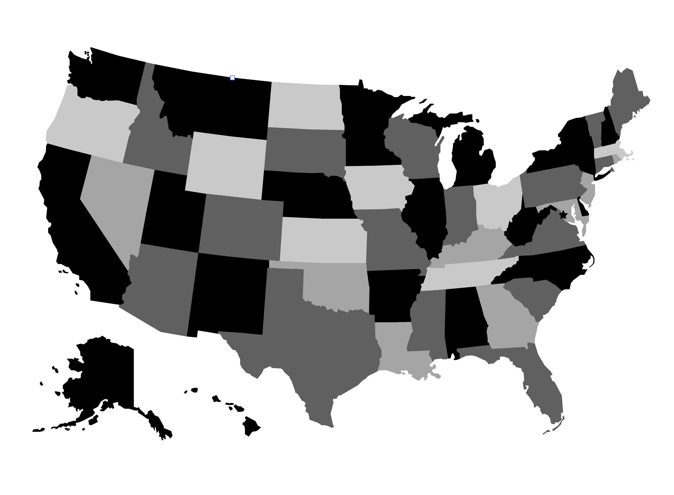 Black and White USA Map - United States of America- Instant Download ...