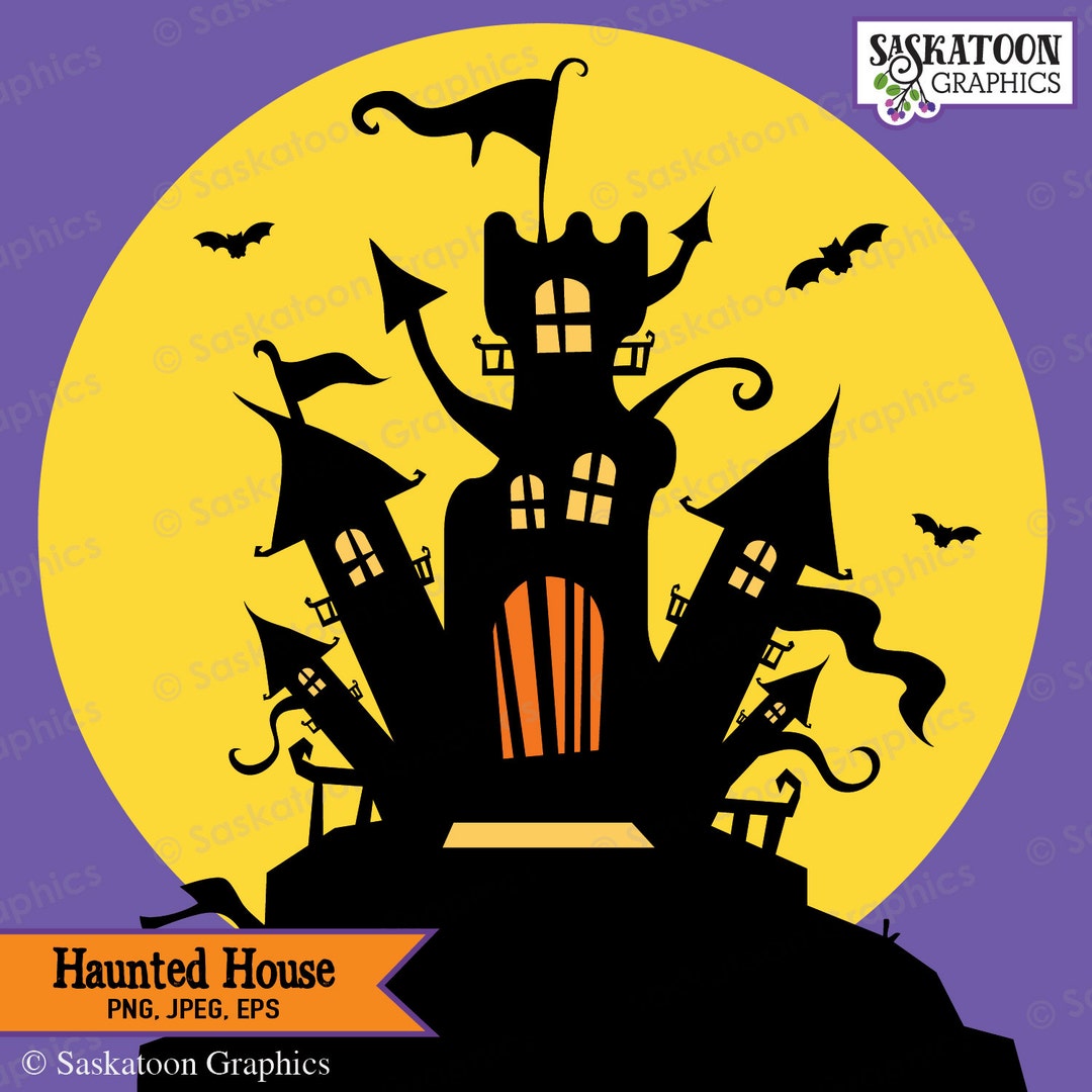 Haunted House Clip Art - Instant Download File - Digital Graphics ...