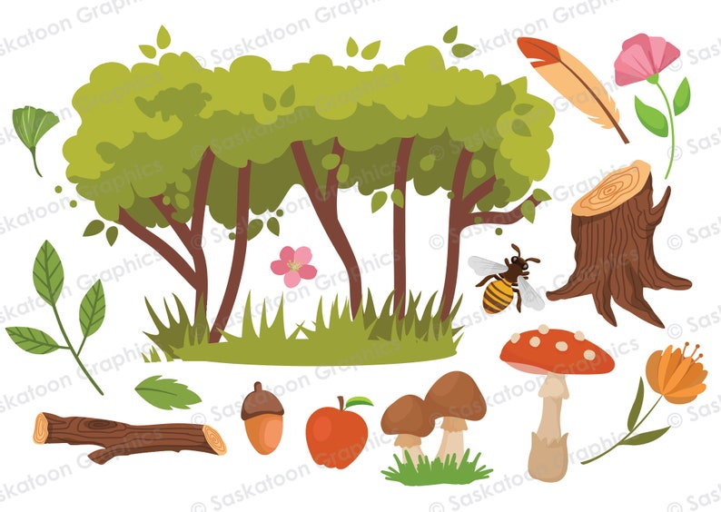 Woodland Forest Nature Clip Art - Instant Download File - Digital ...