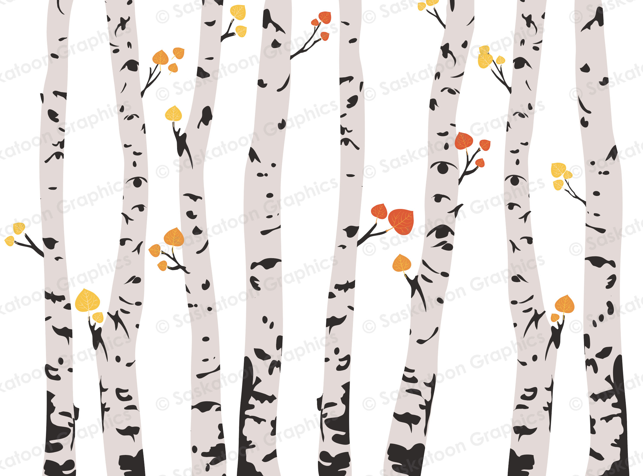 Aspen Tree Fall Leaf Clip Art - Instant Download File - Digital ...