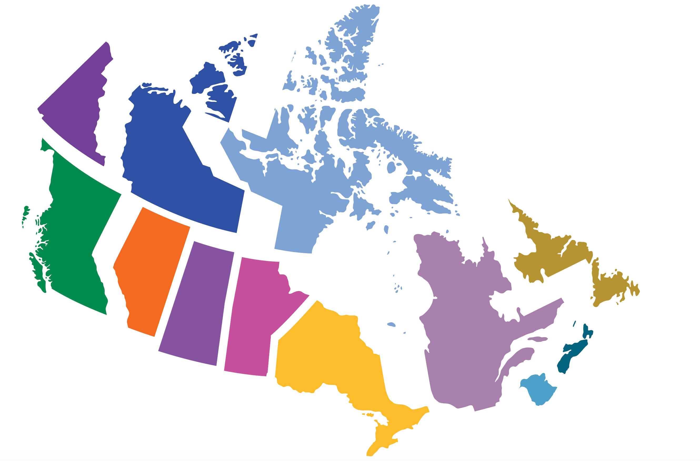 Canada Bright Colors Map Clip Art North America Instant - Etsy