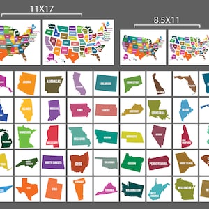 Bright Colors USA Map Clip Art - United States of America- Instant ...
