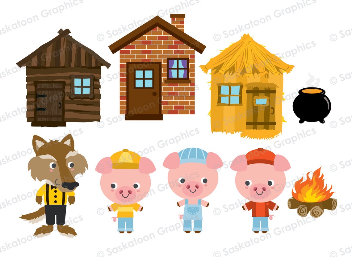 The Three Little Pigs Clip Art Instant Download File - Etsy Australia