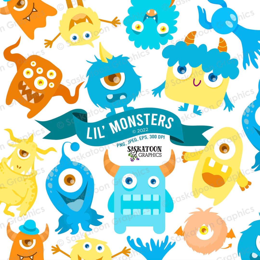 Cute Monsters Clip Art - Instant Download File - Digital Graphics ...
