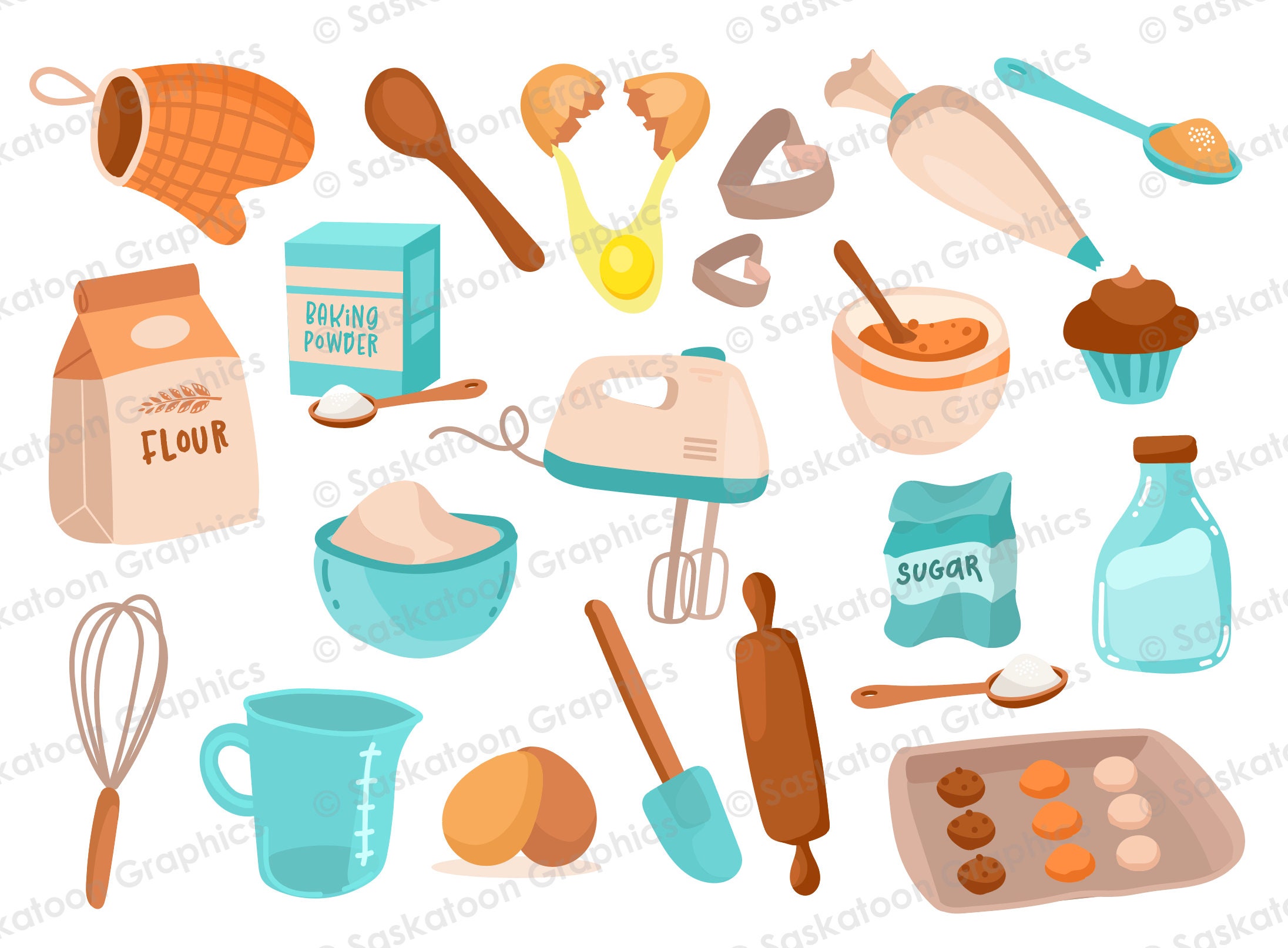 Baking Ingredients Clip Art - Mixer - Instant Download File - Digital ...