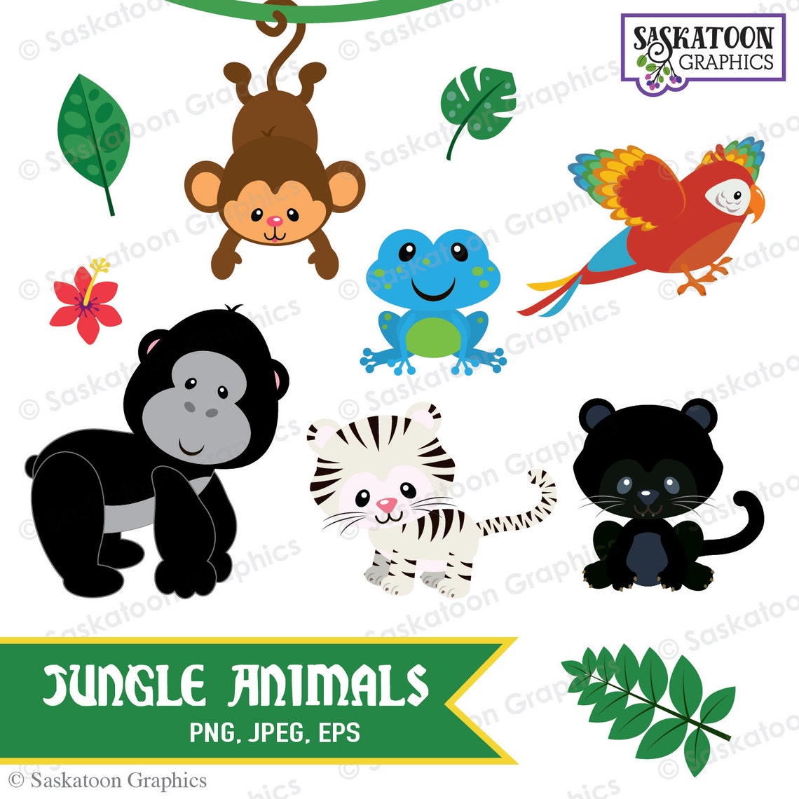 Jungle Animals Clip Art - Instant Download File - Digital Graphics ...