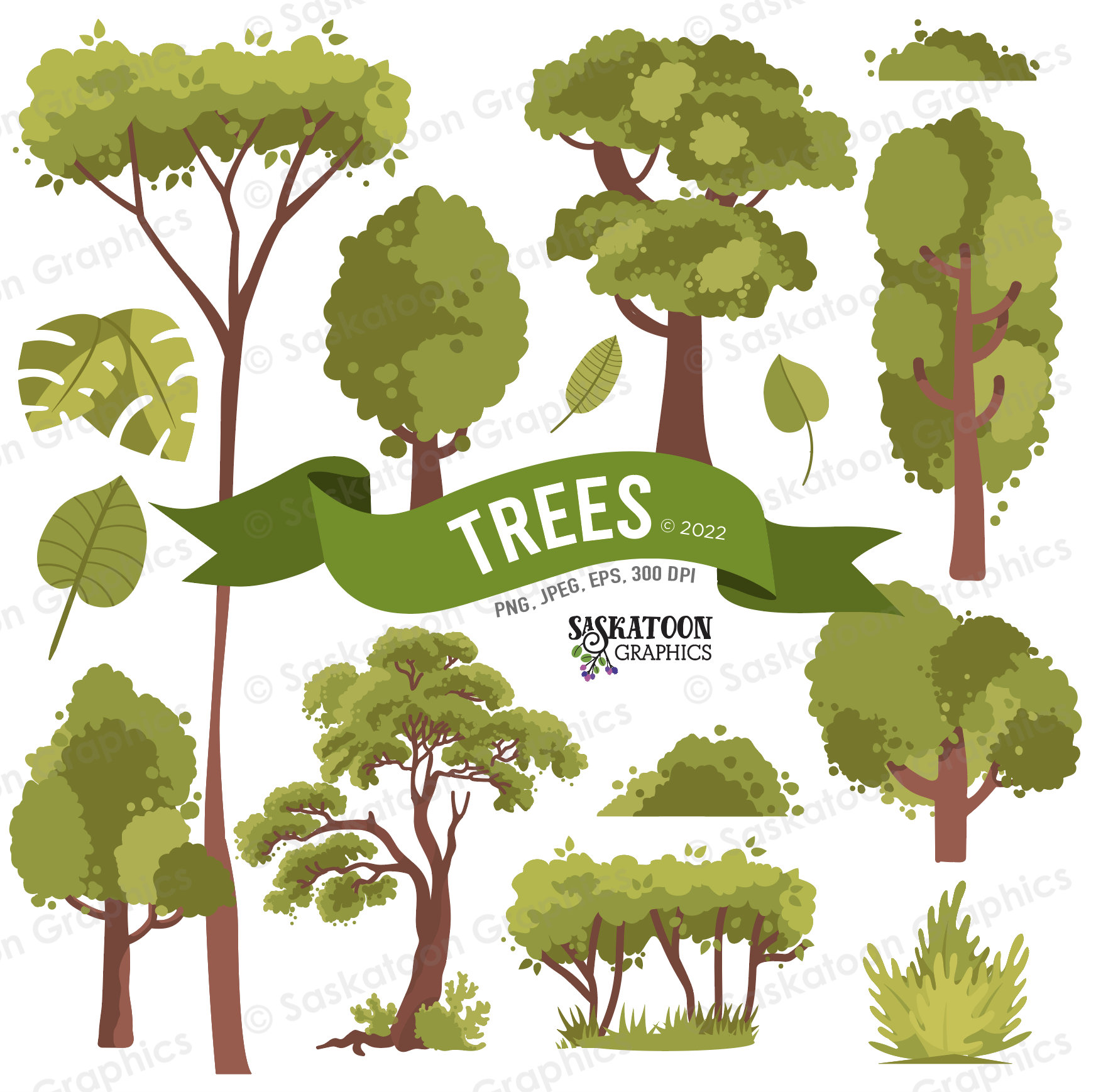 Forest Trees Clip Art Instant Download File Digital Graphics Product ...
