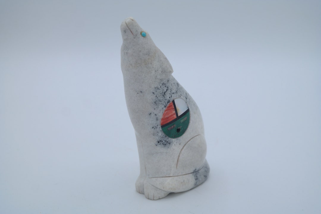 Gray Onyx Wolf Carving With Sunface Inlay - Etsy