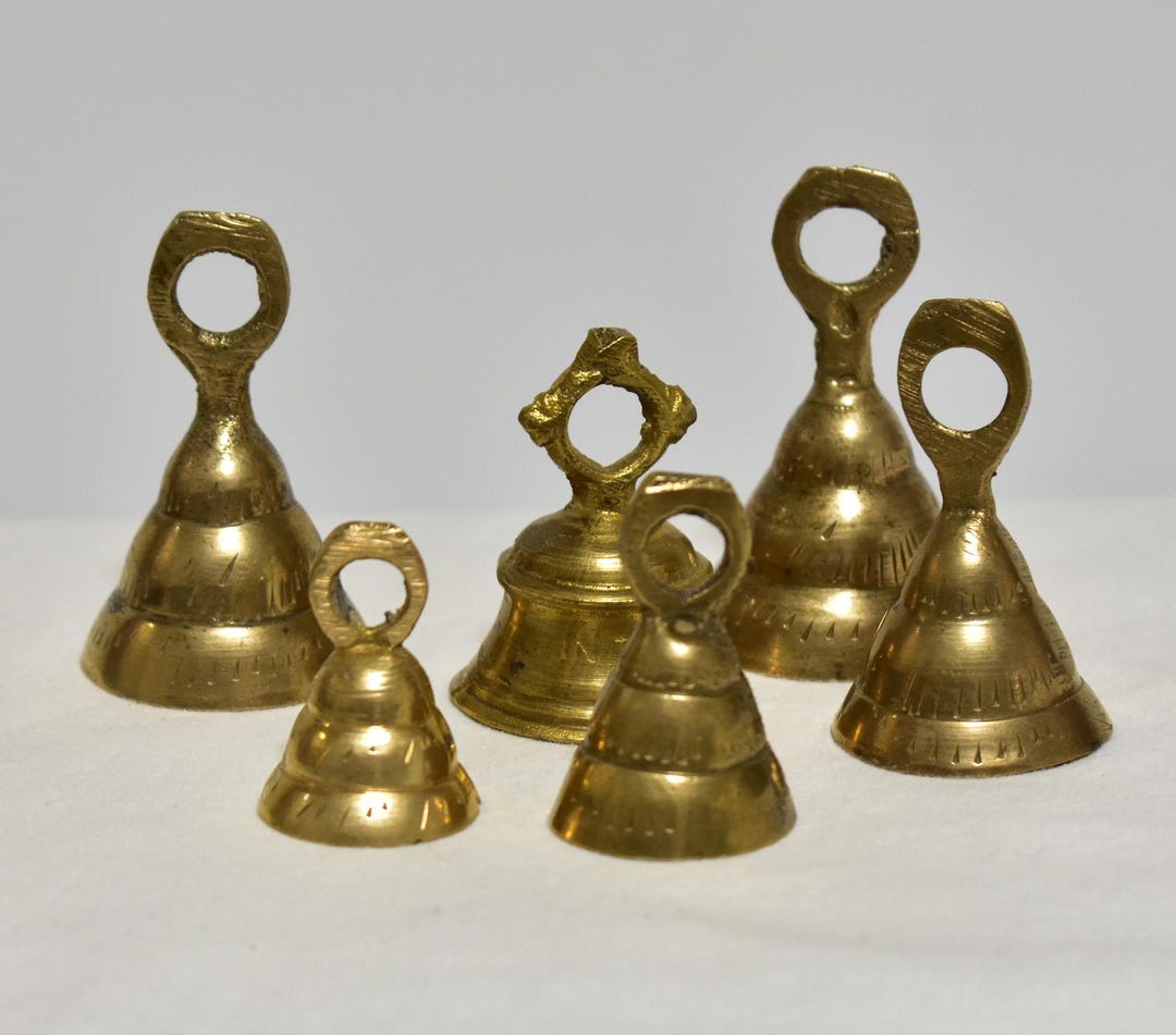Miniature Brass Bells Set of 6 - Etsy