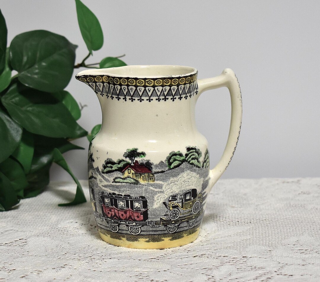 Railway Pottery Creamer, Vintage Transferware England Railroad Train ...