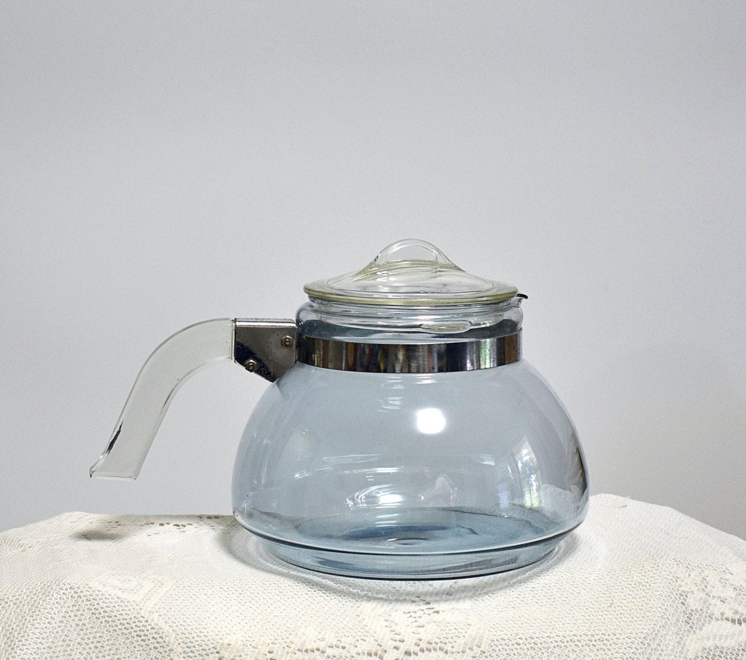 Pyrex Flameware Pot Belly Blue Glass Tea Kettle - Etsy
