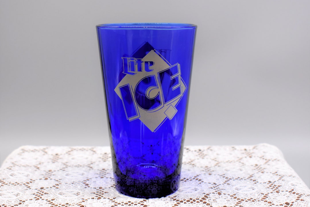 Cobalt Blue Vintage Miller Lite Ice Beer Glass, Sold Separately - Etsy