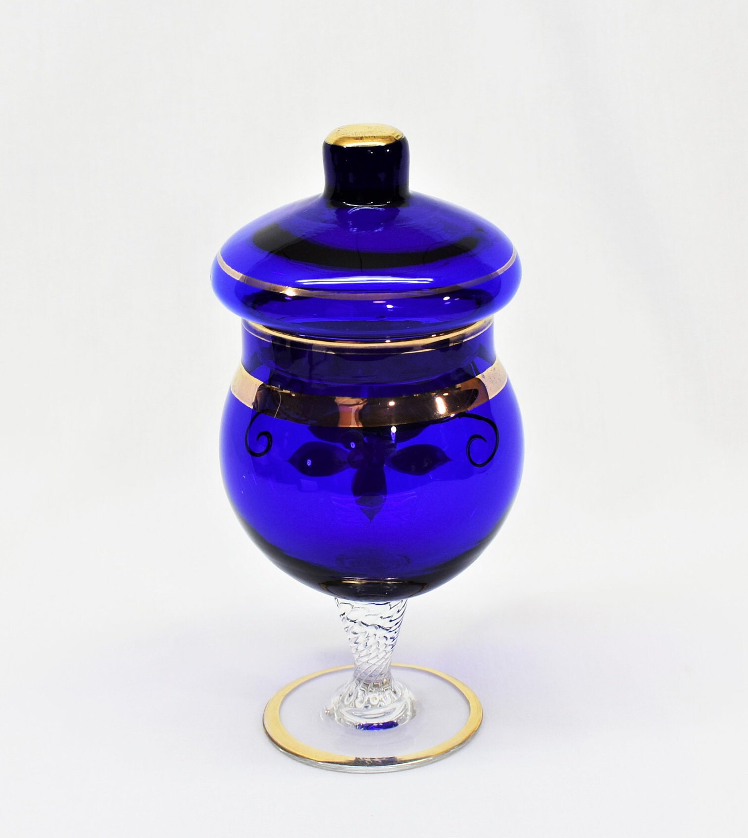 Vintage Blue Venetian Candy Dish Cobalt Bohemian Enameled - Etsy Canada