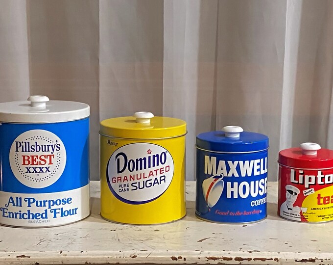 J.L. Clark Canister Set, Pillsbury, Domino Sugar, Maxwell House, Lipton ...