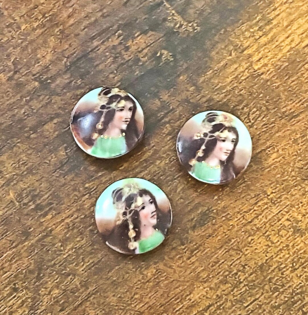 Porcelain Portrait Antique Collar Button or Vintage Stud Button - Sold Separately - Etsy