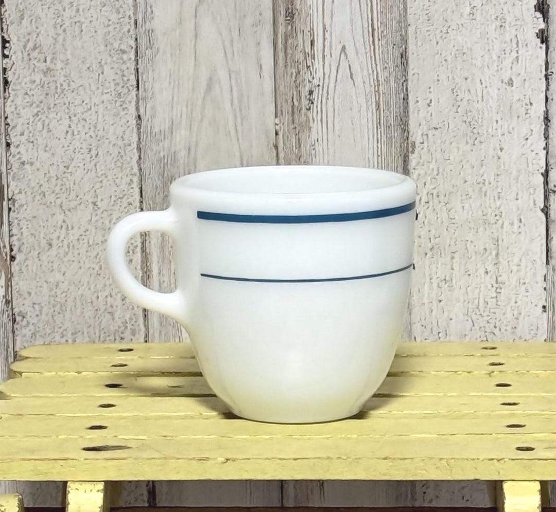 Vintage Pyrex Teal Blue Band 723 - 8 Coffee Cup US Navy USMC Mess Ware ...