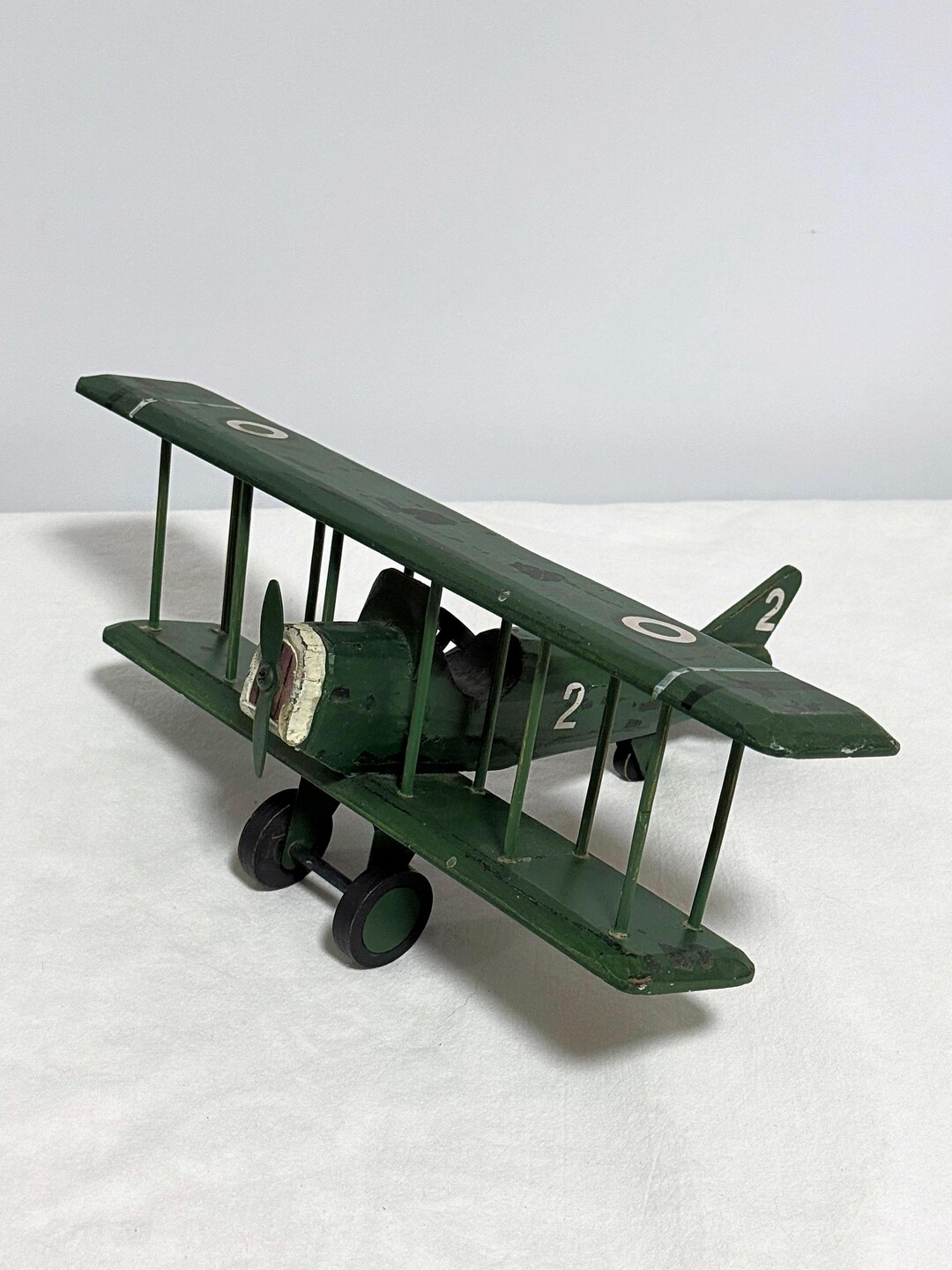 Handmade Wooden WWI Green Biplane, Vintage Air Force Airplane - Etsy