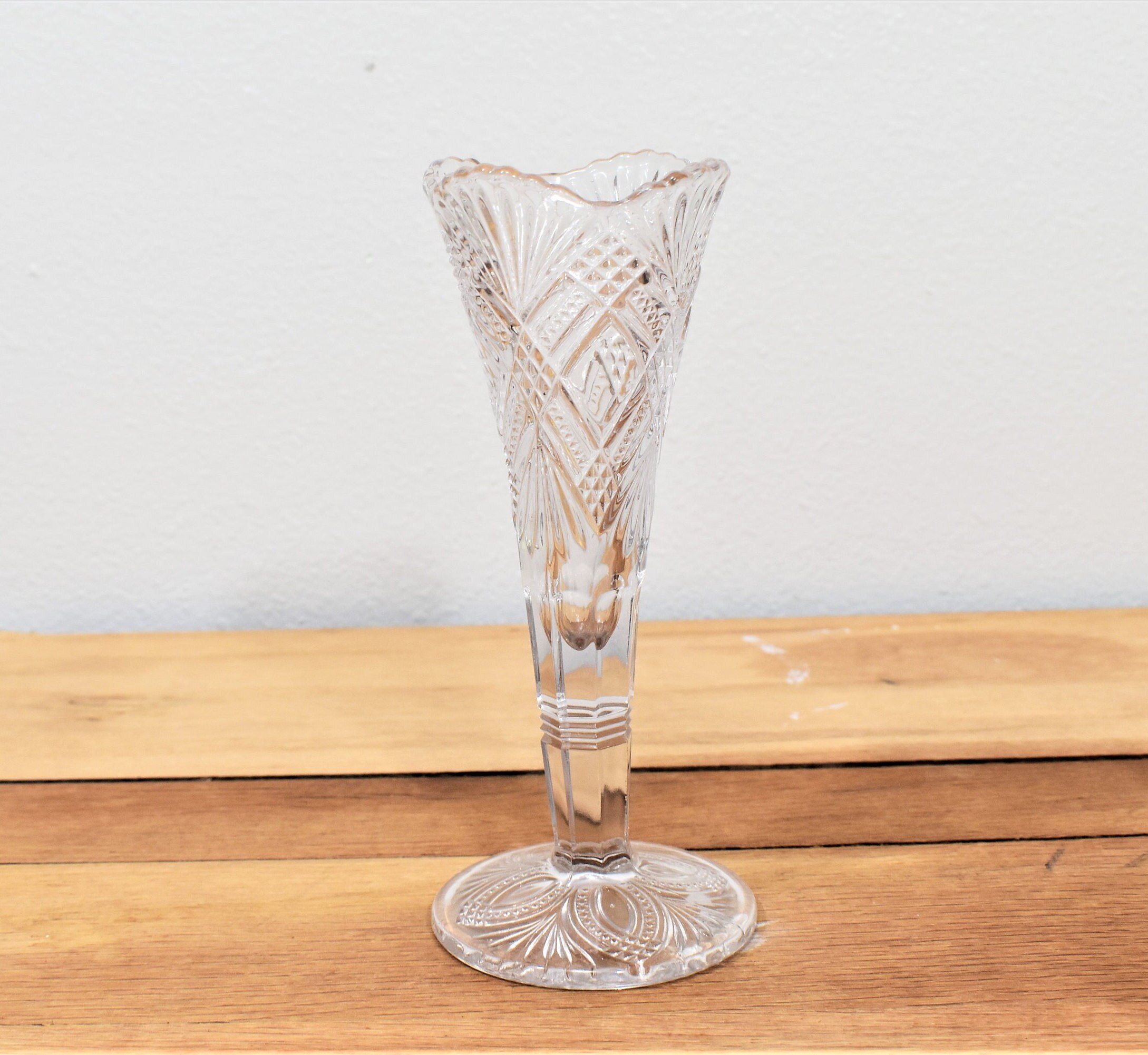 Early American Pressed Glass Trumpet Vase EAPG Clear Glass - Etsy