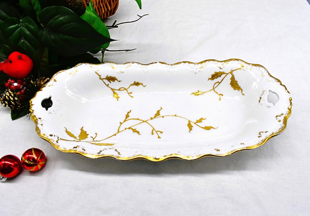 Limoges Gold Vine Leaf Porcelain Serving Tray - Etsy