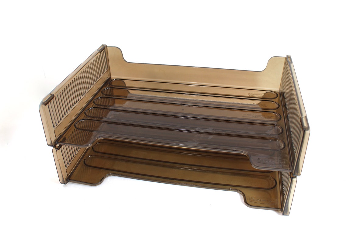 Vintage smoky acrylic plastic inbox / outbox/ letter holder / | Etsy