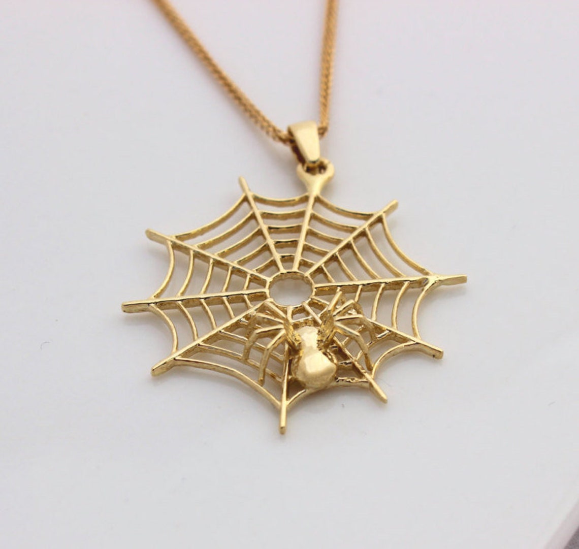 Spider Necklace, Spider Pendant, Solid 14k Gold Necklace, Gold 14K ...
