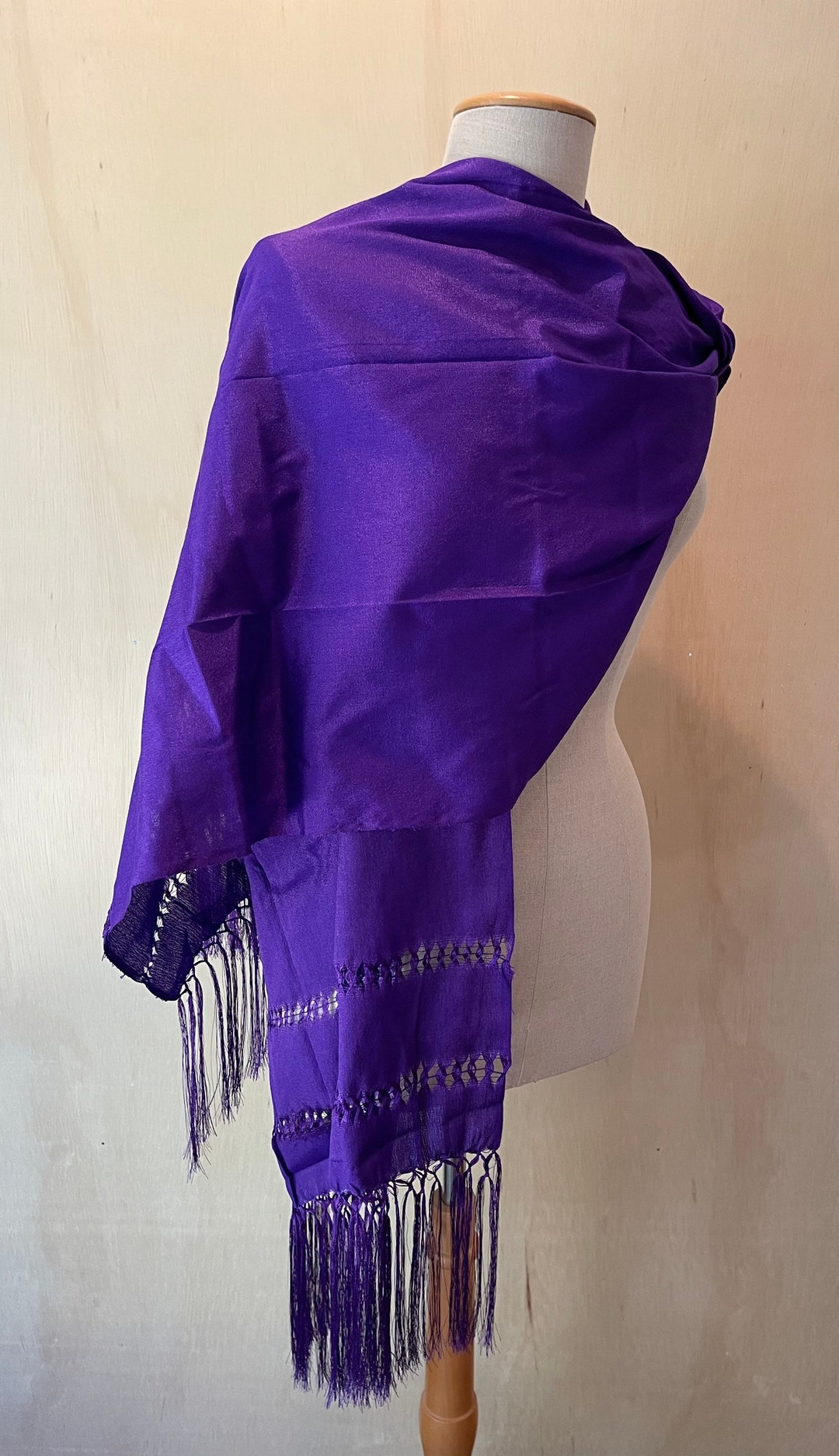 Mexican Rebozo Seda Chalina Medium Purple Morado Mediano Silk Texture ...