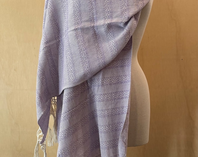 Mexican Rebozo Mexicano Algodon Cotton Labrado Lavender Natural White ...