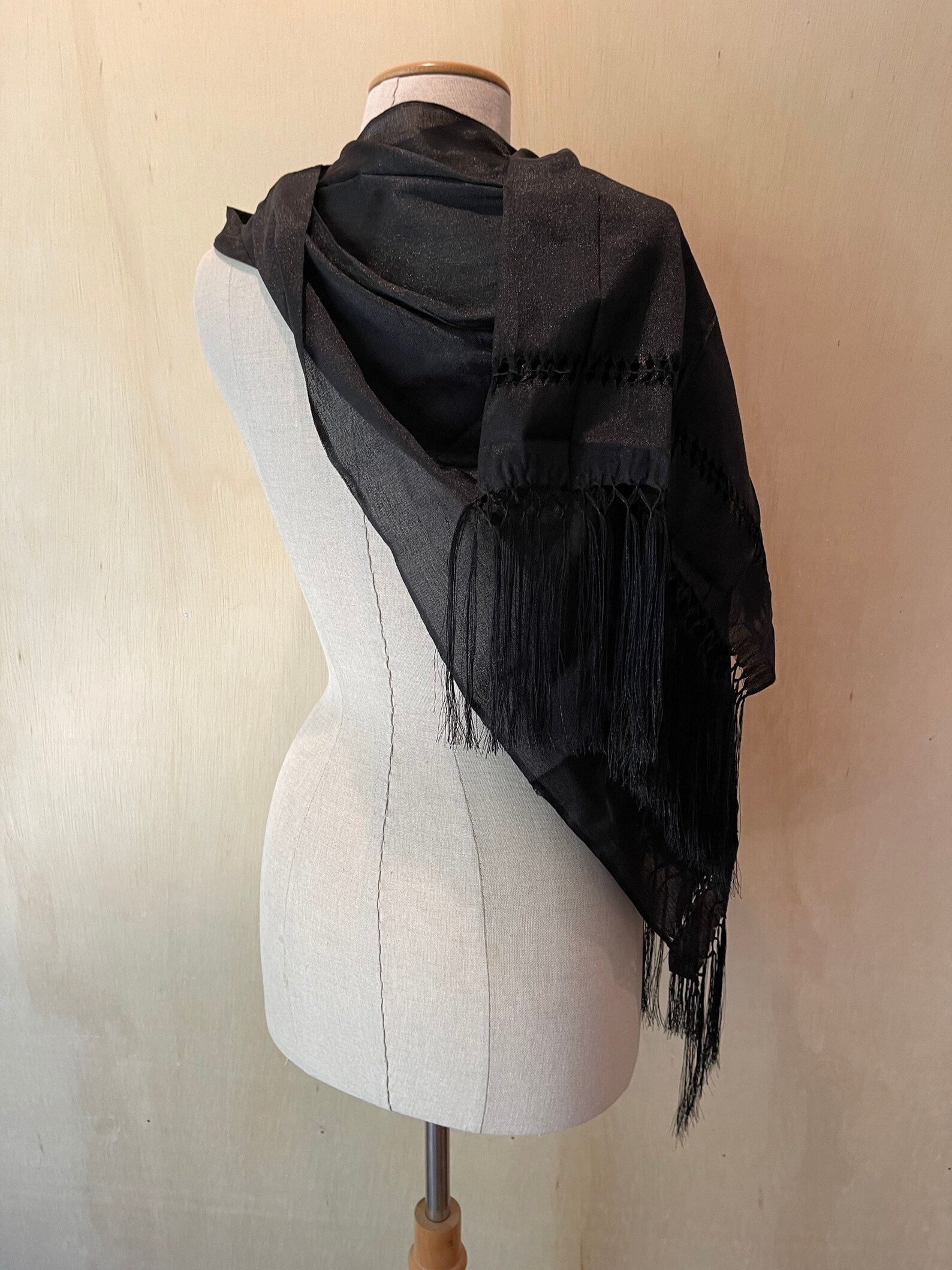 Mexican Rebozo Chalina Small Black Negro Negra Pequeña Seda | Etsy