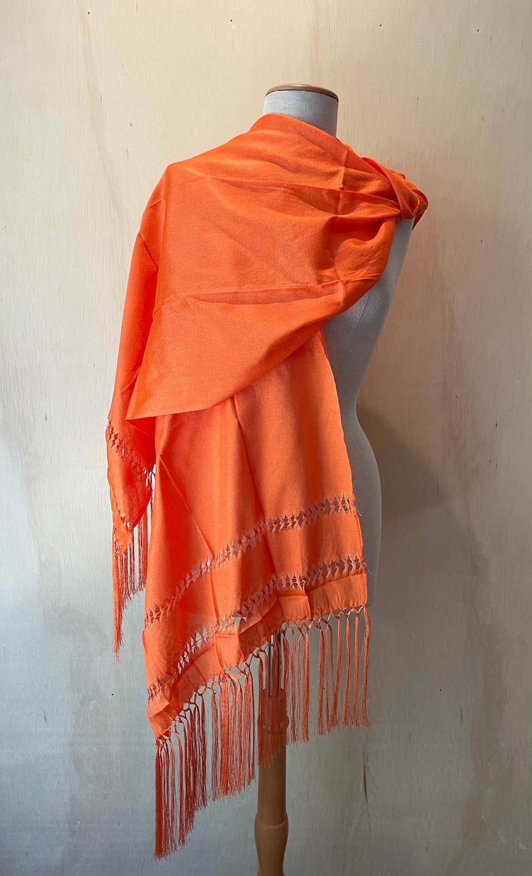 Mexican Rebozo Seda Chalina Medium Bright Orange Naranja Mediano Silk ...