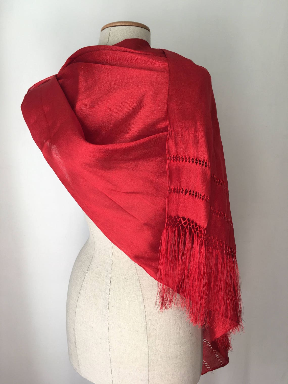 Mexican Rebozo Chalina Medium Red Rojo Mediano Seda Silk - Etsy