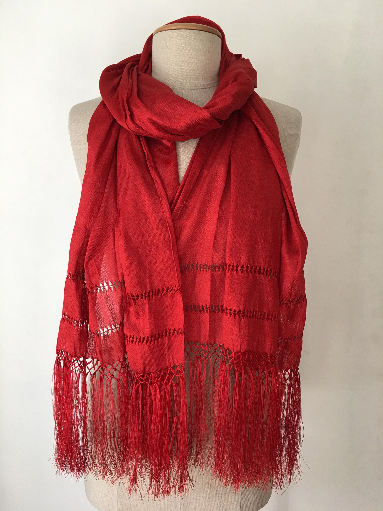 Mexican Rebozo Chalina Medium Red Rojo Mediano Seda Silk - Etsy
