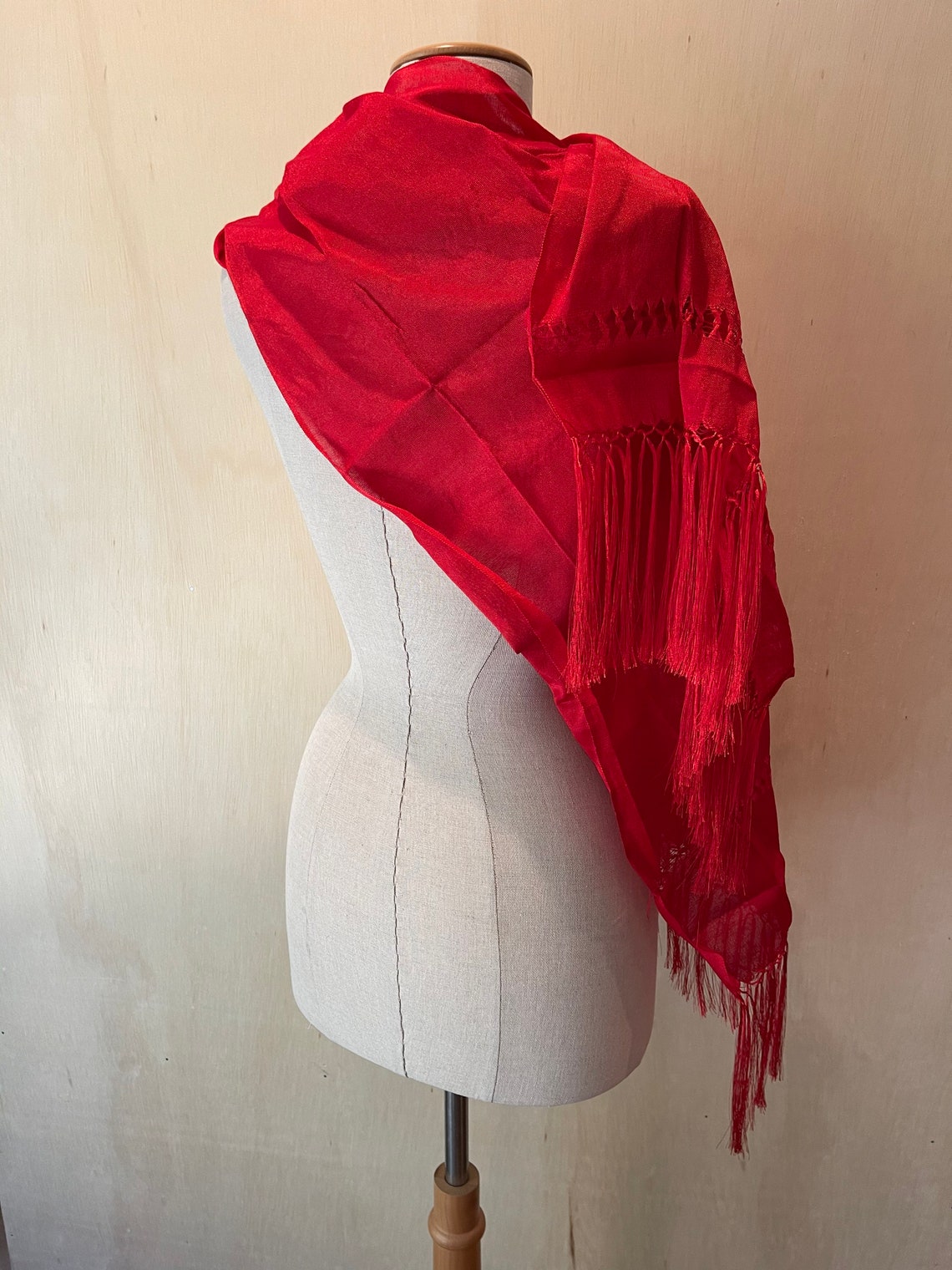 Mexican Rebozo Chalina Small Red Rojo Pequeña Seda Silk Texture ...