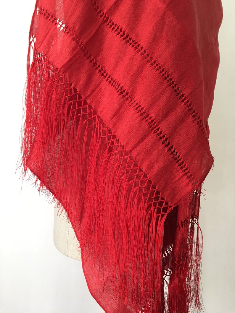 Mexican Rebozo Chalina Medium Red Rojo Mediano Seda Silk - Etsy