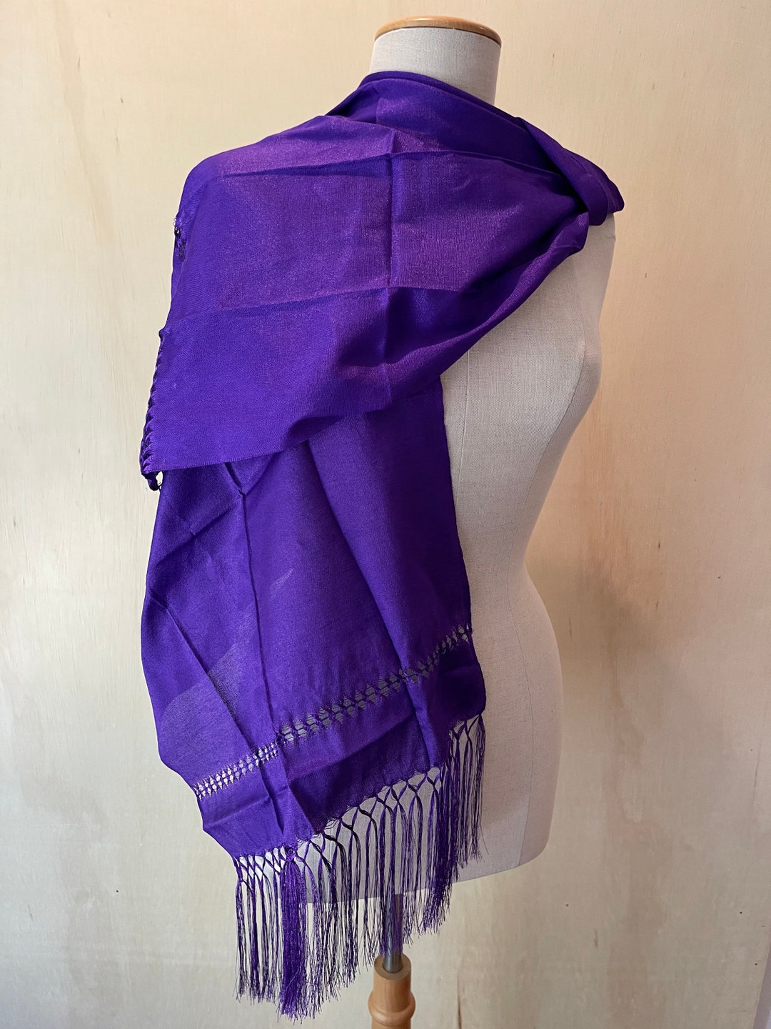 Mexican Rebozo Chalina Small Purple Morado Pequeña Seda Silk Texture ...