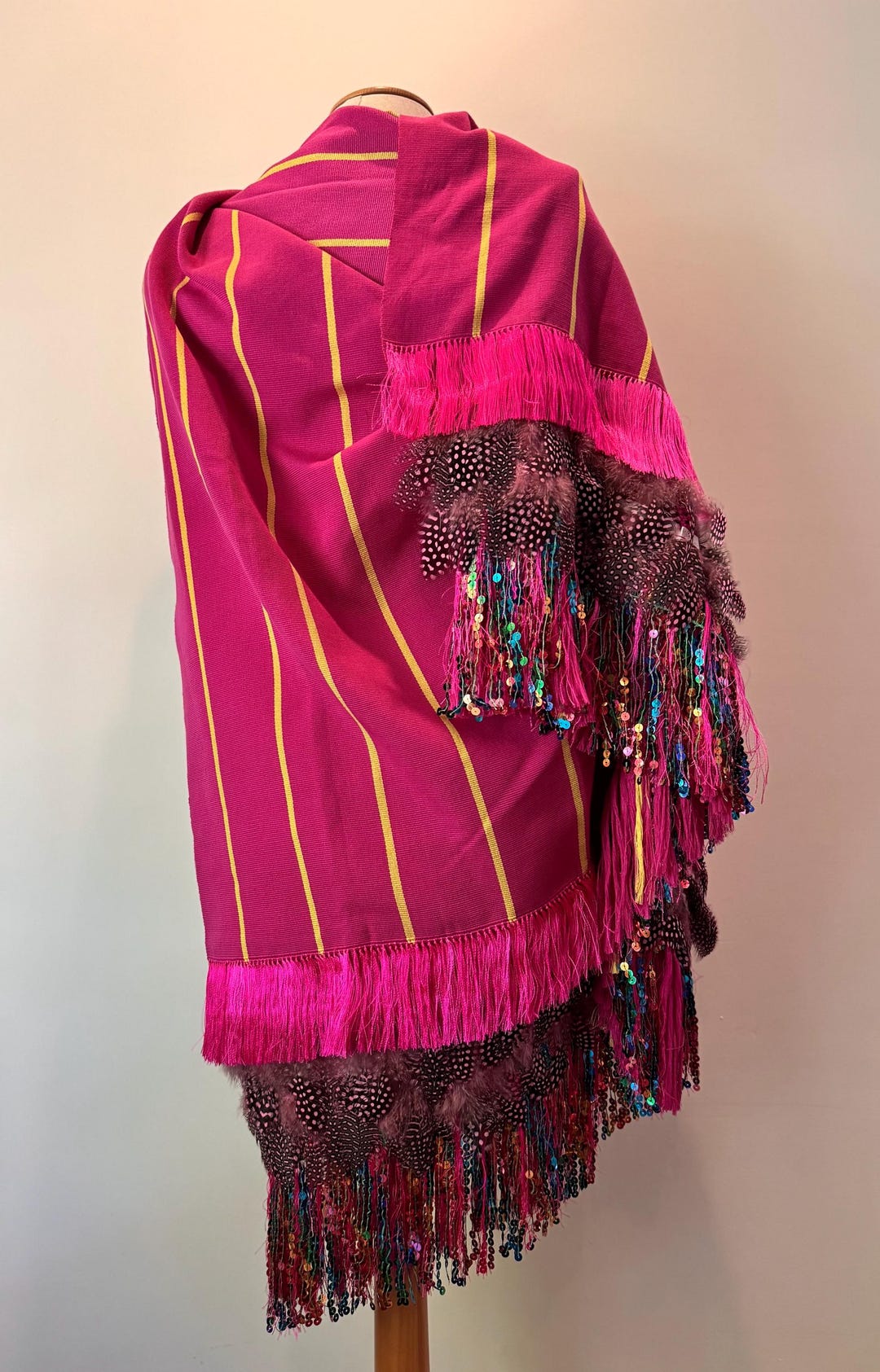 Mexican Rebozo Michoacan Purepecha Chalina Fuchsia Feathers Rosa ...
